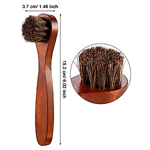 Jovitec 3 Pieces Horsehair Shoes Polish Brushes Kit Leather Shoes Boots Care Clean Polish Daubers Applicators