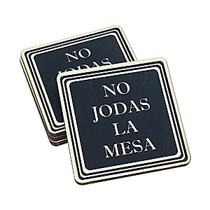 Don't F Up The Table Wood Drink Coasters - Great Housewarming Item - Stocking Stuffer - Funny Made in USA - by Wooden Shoe Designs - Set of 4 (Black)