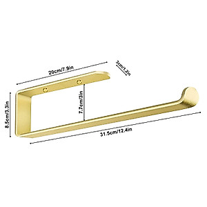 HCHANGEN Paper Towel Holder, Under Cabinet Paper Towel Holder Wall Mounted Stainless Steel Paper Towel Holder for Kitchen or Bathroom, Self Adhesive or Drilling (Gold)