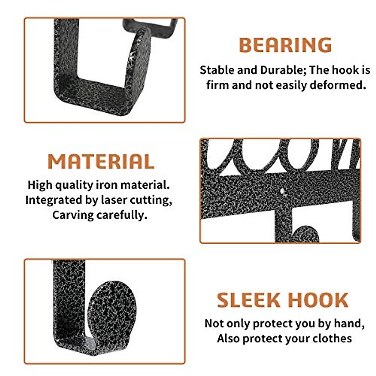 Towel Hooks Bathroom Towel Racks Holder Organizer, Metal Sandblasted Wall Mounted Coat Hooks for Clothing Robes Towels Bathroom Kitchen Entryway