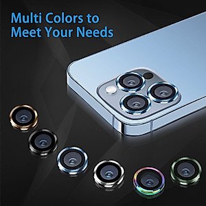 Hsefo Compatible with iPhone 13 Pro for 13 Pro Max Camera Lens Protector, Anti-Scratch Lens Cover 9H Tempered Glass Metal Camera Screen Protector Shockproof Camera Cover Ring -3 Pcs Graphite