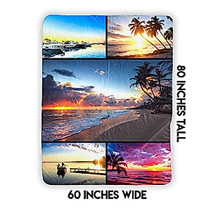 Custom Blankets with Photos Collage – 5 Images Cozy Super Soft Warm Comfortable Sherpa Blanket – Use Photos from Your Wedding, Birthday, Cats, Dogs, Pets, Children, Vacation - 60x80 Sherpa