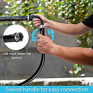 TEKIIOO Short Garden Hose 3ft x 5/8", Garden Lead-In Hose, Heavy Duty, Anti-Kink, Flexible, No-Leaking, MALE to Female, Black