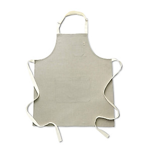 Solino Home Linen Kitchen Apron – 100% Pure Linen Bib Apron for Men & Women with front Pockets – Handcrafted from European Flax – Natural