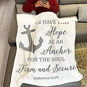 HommomH Fleece Blanket 50" x 60" We Have This Hope As an Anchor for The Soul Firm and Secure Hebrews 6 19 Inspirationa Art Christian Lightweight Fuzzy Cozy Soft Throw for Men Women, Air Conditioning