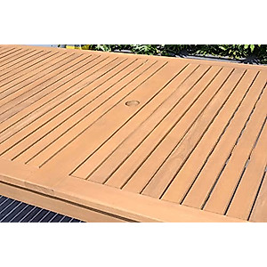 Brampton Patio Brampton Venice 7-Piece Rectangular Dining Set | Light Teak Finish and Grey Chairs | Ideal for Patio and Outdoors