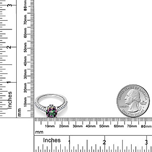 Gem Stone King 925 Sterling Silver Cushion 7MM Gemstone Birthstone and White Created Sapphire Engagement Ring | Wedding Engagement Anniversary Promise Ring For Women