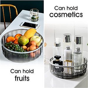 IAXSEE 2 Sizes Lazy Susan Turntable Spinning Spice Rack Organizers Multifunctional Round Clear Rotating Cosmetic Containers, for Cabinet Countertop Pantry Fridge Bathroom (Grey)