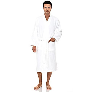 TowelSelections Mens Robe, 100% Cotton Luxury Bathrobe, Soft Terry Cloth Towel Robe for Men Large/X-Large White
