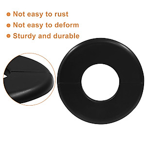 BokWin 2 Pcs Round Wall Split Flange Cover Escutcheon Plate Self-Adhesive Split Pipe Flange for 1.73 Inch/44mm Dia Pipe (Black)