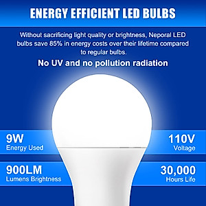 Neporal Garage Door Opener LED Light Bulb Universal A19 9W 60W Equivalent 6000K Cool White Ultra Bright E26 Base Compatible with Most Garage Door Openers Minimize Interference, Pack of 3