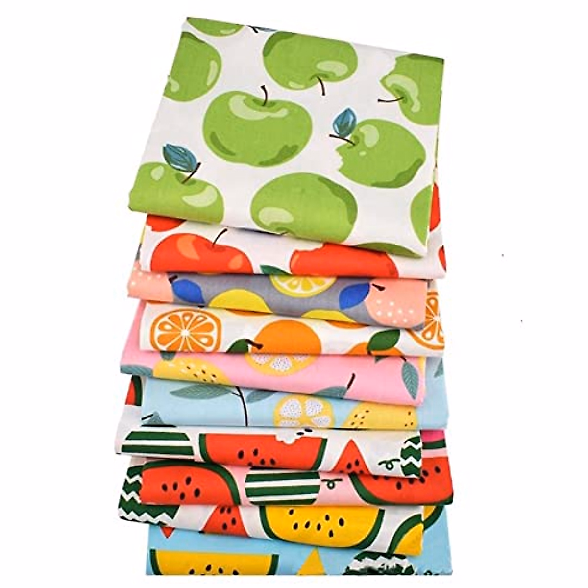 10PCS Fruit Cotton Fabric Bundles 20 x 20 Inch Printed Fat Quarter Fabric Pre-Cut Squares Sheets Fabric for Patchwork Sewing DIY Crafting Quilting