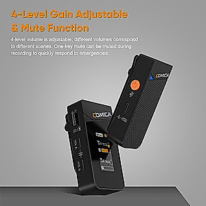 comica Vimo C3 Wireless Lavalier Microphone with Noise Cancellation, 656ft Transmission, Gain Control, Compact Wireless Lapel Microphone for DSLR Cameras/Android/Live-Streaming/Vlogging/YouTube