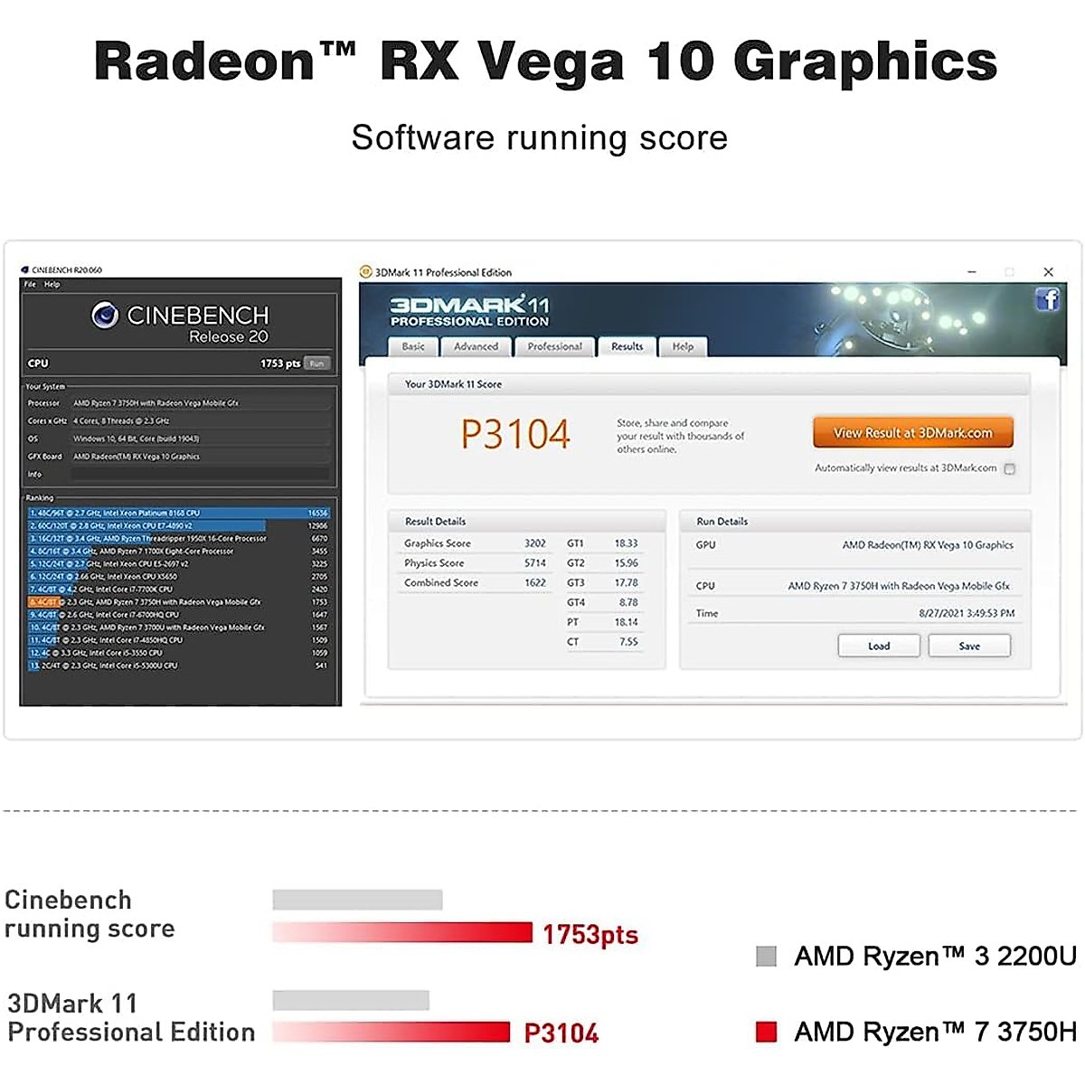 MINI PC SER3 AMD R7 3750H Up to 4Ghz 4Cores 8Threads TDP35W Radeon RX Vega 10 Graphics DDR4 16G+500G M.2 Nvme pcle3.0 SSD wifi5+BT4.0+RJ45 1000M 4K 60hz dual display AUTO POWER ON Office MINI PC