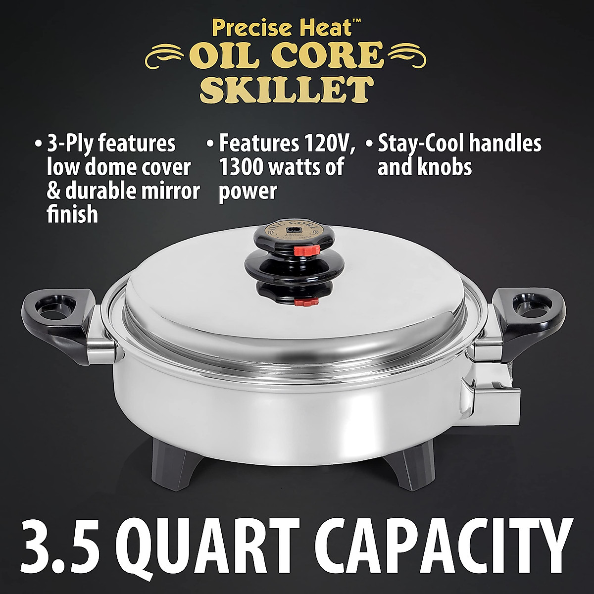 Precise Heat 3-1/2-Quart Surgical Stainless-Steel Oil Core Skillet