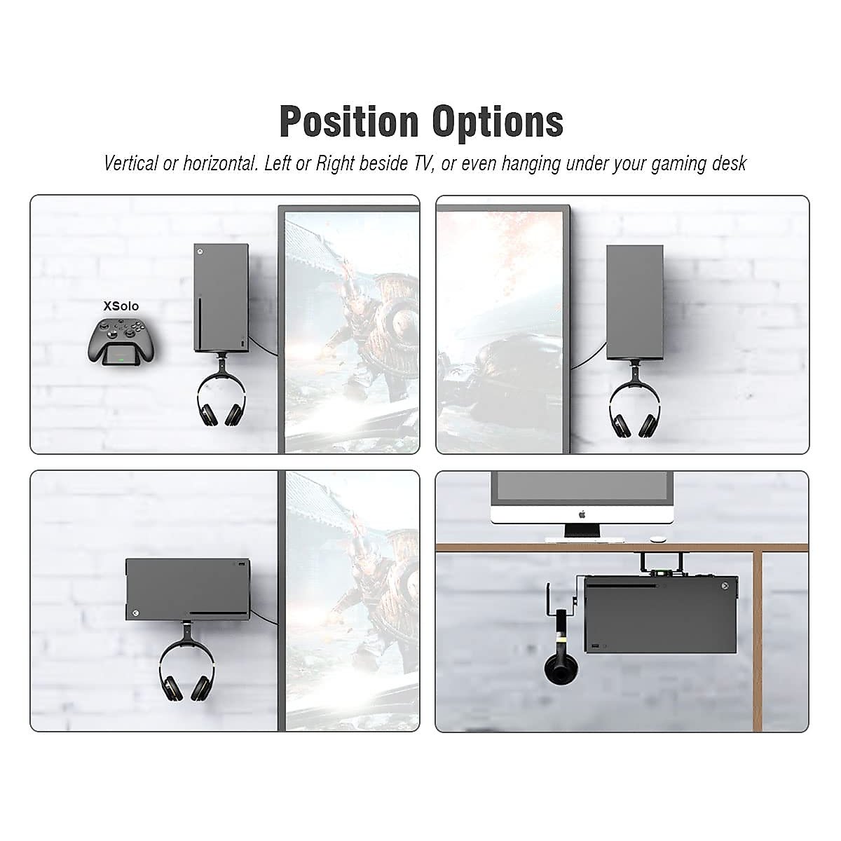 Magnetic Wall Mount for Xbox Series X, Metallic Support Bracket with Gaming Headset Hook, Magnets and Built-in Level Design - Mount XSX Vertical, Horizontal or Under The Desk
