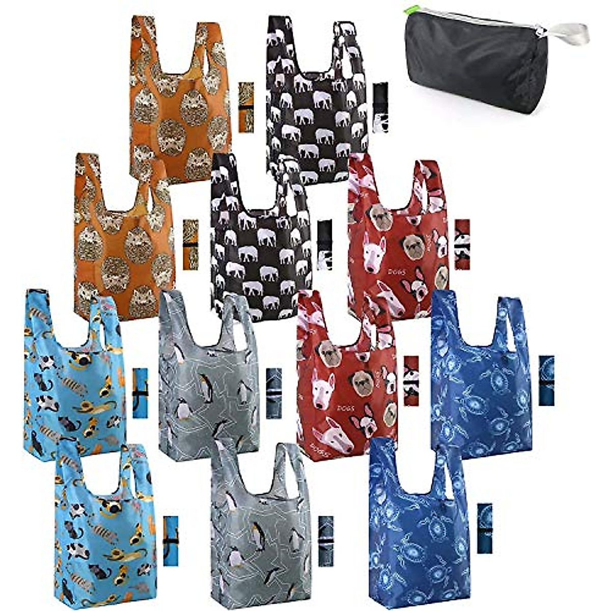 BeeGreen Reusable Bags for Shopping Machine Washable 24 Pack Xlarge Grocery bags Heavy Duty Folding with Elastic Band Colorful Groceries Totes Lightweight Durable