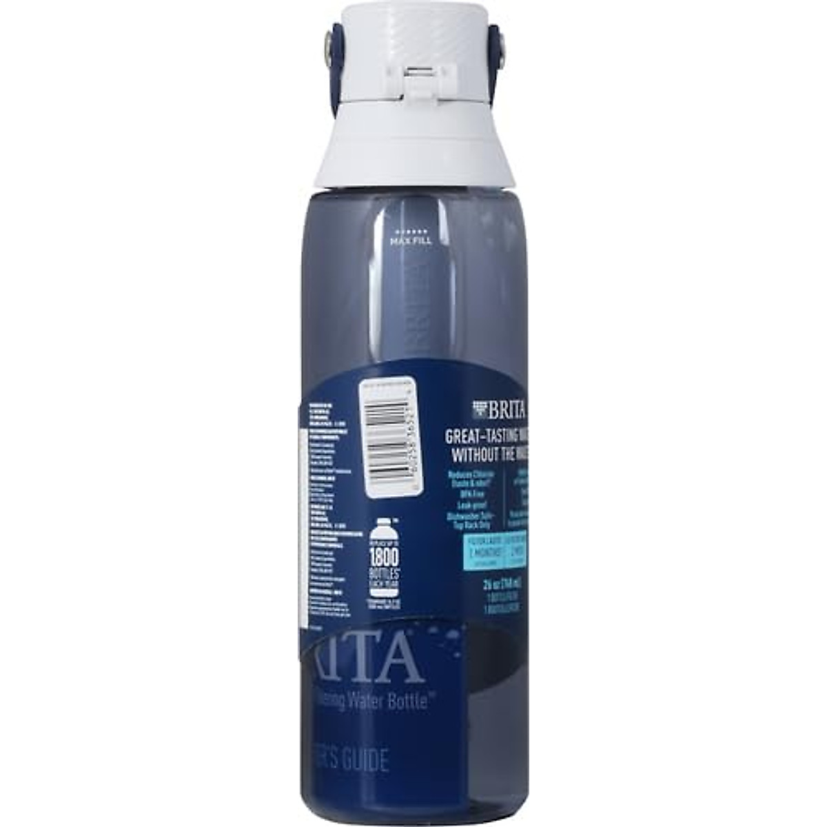 Brita Hard-Sided Plastic Premium Filtering Water Bottle, BPA-Free, Reusable, Replaces 300 Plastic Water Bottles, Filter Lasts 2 Months or 40 Gallons, Includes 1 Filter, Night Sky - 26 oz.