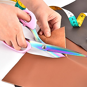 Fabric Scissors, 9" Titanium Coating Sewing Scissors, All Purpose Sharp Heavy Duty Fabric Scissors for Cutting Clothes Leather Classic Stainless Steel Professional Fabric Shears for Tailor Home, Pink