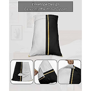 Edwiinsa Black White Pillow Covers King Standard Set of 2 20x36 Bed Pillow, Luxury Yellow Lace Modern Abstract Art Aesthetics Plush Soft Comfort for Hair/Skin Cooling Pillowcases with Envelop Closure