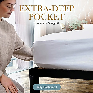 Queen White Stripe Sheet Set - Luxury Hotel Quality 1500 Thread Count Bedding Sheets & Pillowcases - Ultra Soft Breathable & Cooling Bed Sheets - 4 Piece Organic Cotton 6" Deep Pocket