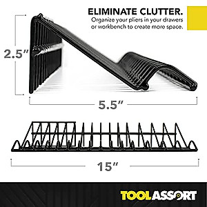 Plier Organizer Rack (2 Pack) Holds A Total of 30 Spring Loaded, Regular and Wide Handle Insulated Pliers, Two Tool Box Organizers, Pliers Storage That Fits Nicely in Your Tool Drawer or Tool Chest