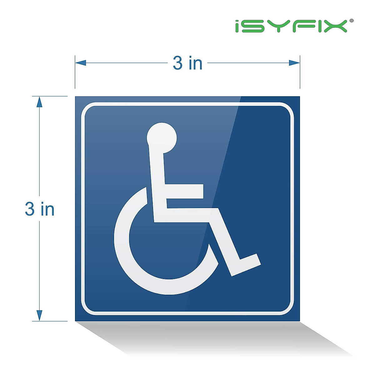 iSYFIX Handicap Signs Stickers Decal Symbol - 4 pack, 3x3 inch - Disable Wheelchair Sign, Disability Sticker, Premium Self-Adhesive Vinyl, Laminated, Indoor & Outdoor