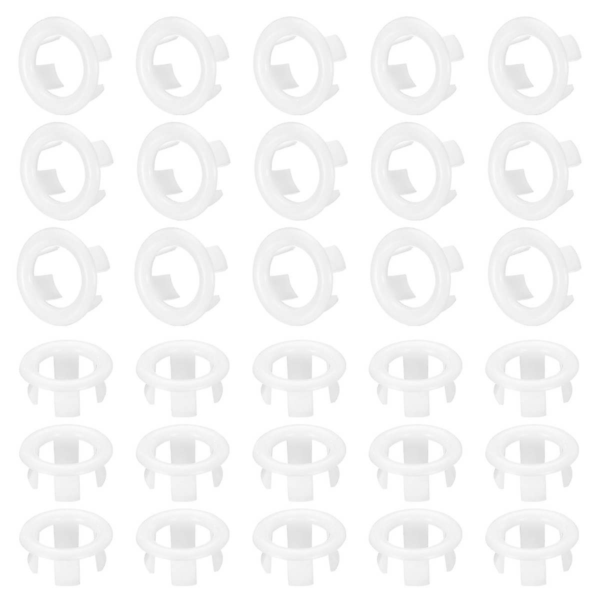 uxcell 30pcs Sink Overflow Rings, Bathroom Kitchen Basin Trim Bath Sink Hole Round Hollow Plastic Overflow Drain Cover Insert in Hole (White)