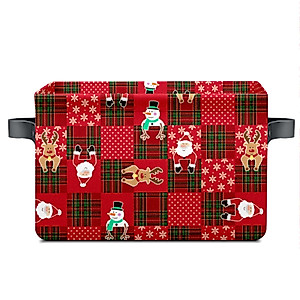 SOLONDA Large Foldable Storage Basket with Handles Closet Baskets for Organizing, Winter Snowman Snowflake Polyester Basket for Storage, Collapsible Storage Bin 10 x 14 x 8 inches