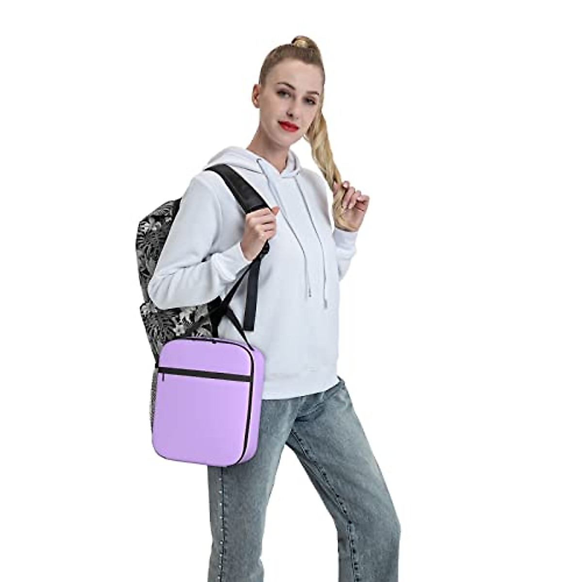 TEIKKIOP Lavender Purple Lunch Bag for School Office Washable Thermal Picnic Box for Kids Girls Women Adults Reusable Insulated Cooler Meal Pail