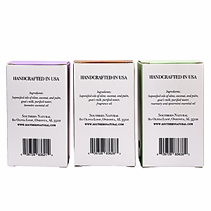 Southern Natural Goat Milk Soap Bar (Variety 3 Pack) Lavender, Oatmeal Milk & Honey, Rosemary Mint - For Dry Sensitive Skin. For Men, Women, Kids & Baby. Great For Face and Body.