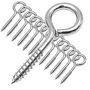 AYSUM 20Pcs 3.2 Inch Screw Eyes Heavy Duty Stainless Steel Screw in Eye Hooks for Wood, Metal Eye Lag Eyebolt for Indoor & Outdoor Use