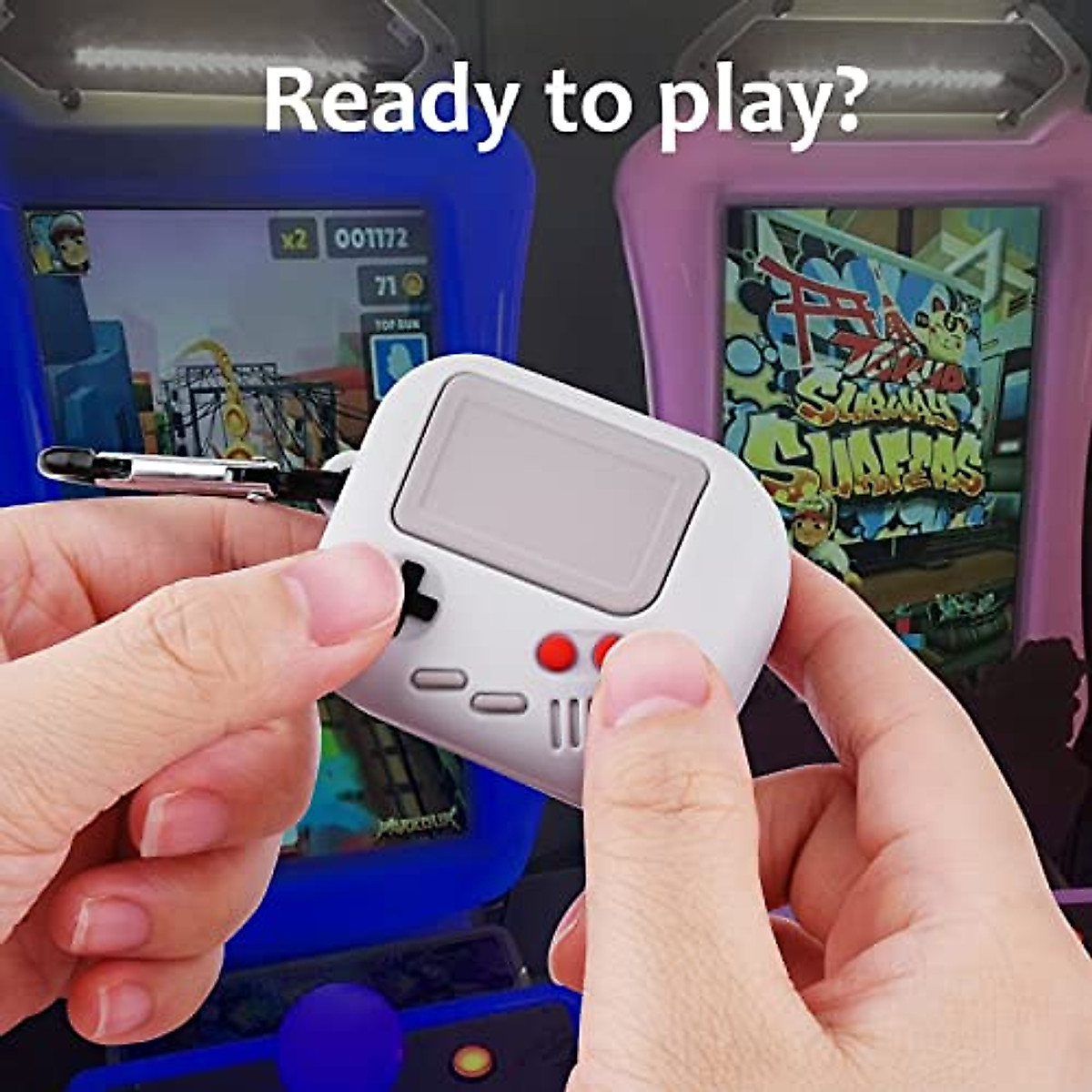 KOREDA AW5 Grey Case for Sony LinkBuds WF-L900, Classic Game Console Design, Silicone Cover with Keychain