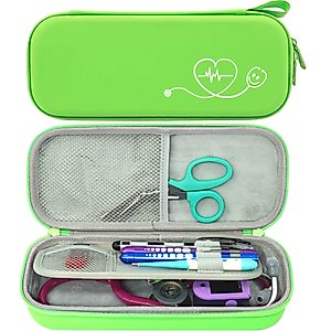 ButterFox Premium Stethoscope Case with Divider and ID Slot for 3M Littmann Classic III, Cardiology IV Diagnostic and More Stethoscopes with Pocket for Nurse Accessories (Lime Green)