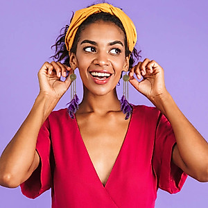 6 Pairs Women Faux Feather Earrings Dream Catcher Earring Bohemian Fringe Tassel Long Drop Dangle Earrings Set with Design for Women (Style 2)