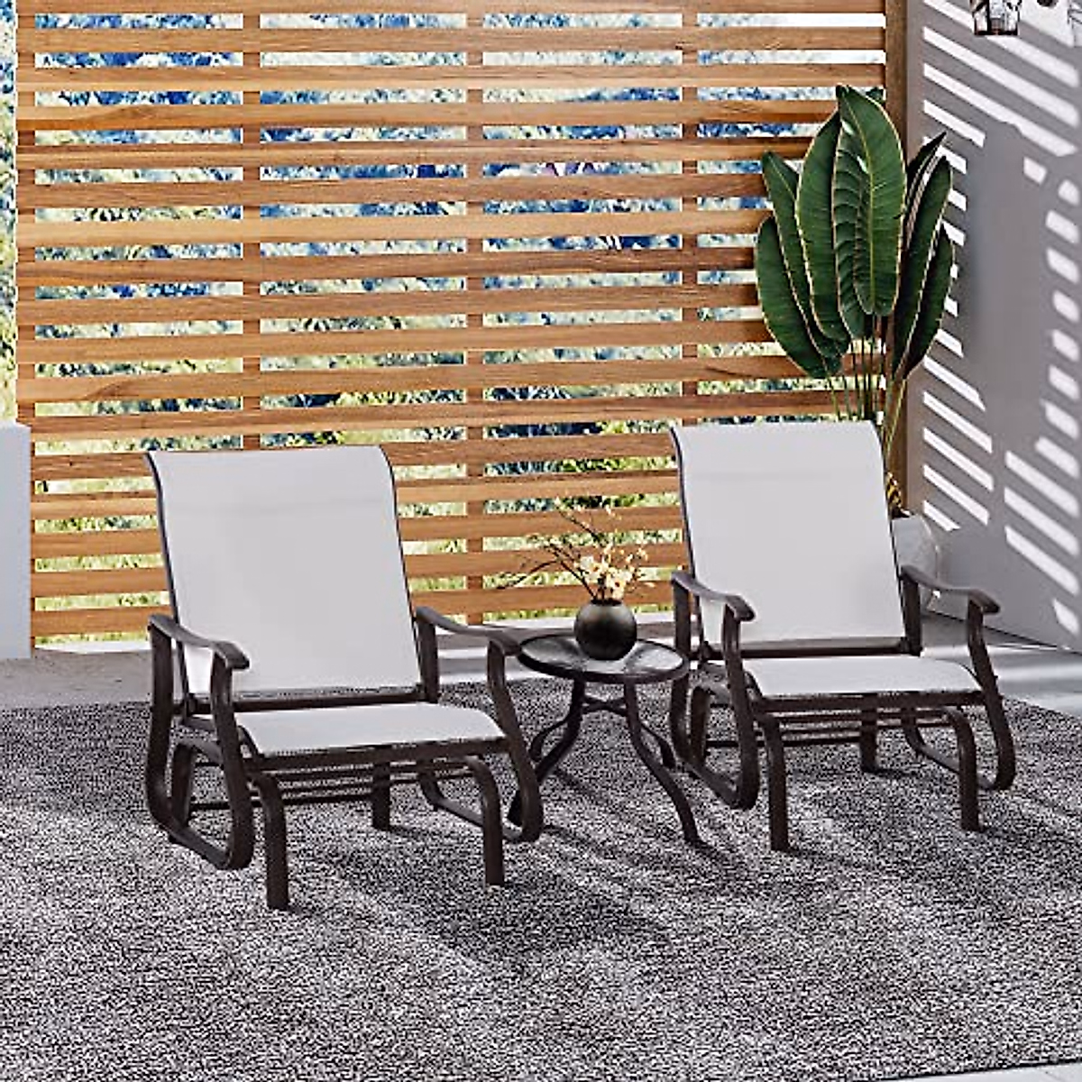 Outsunny Outdoor Swing Glider Chair, Patio Mesh Rocking Chair with Steel Frame for Backyard, Garden and Porch, White