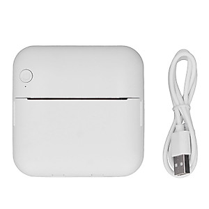 Febuliy Print Pod Mini Sticker Printer,Thermarote Mini Printer,Mini Printer White Thermal Label Printer Photo Picture Pocket Printer Bluetooth for Home Office Label Notes