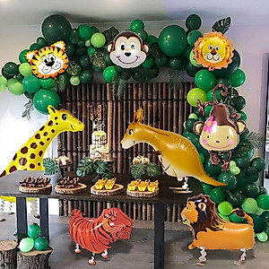 12PCS Jungle Safari Animals Balloons Walking Animal Balloons Giant Animal Walking Foil Balloon Set Kids Animal Theme Party Balloons Monkey, Tiger, Lions, Zebra, Elephant, Giraffe Jungle Theme Balloons