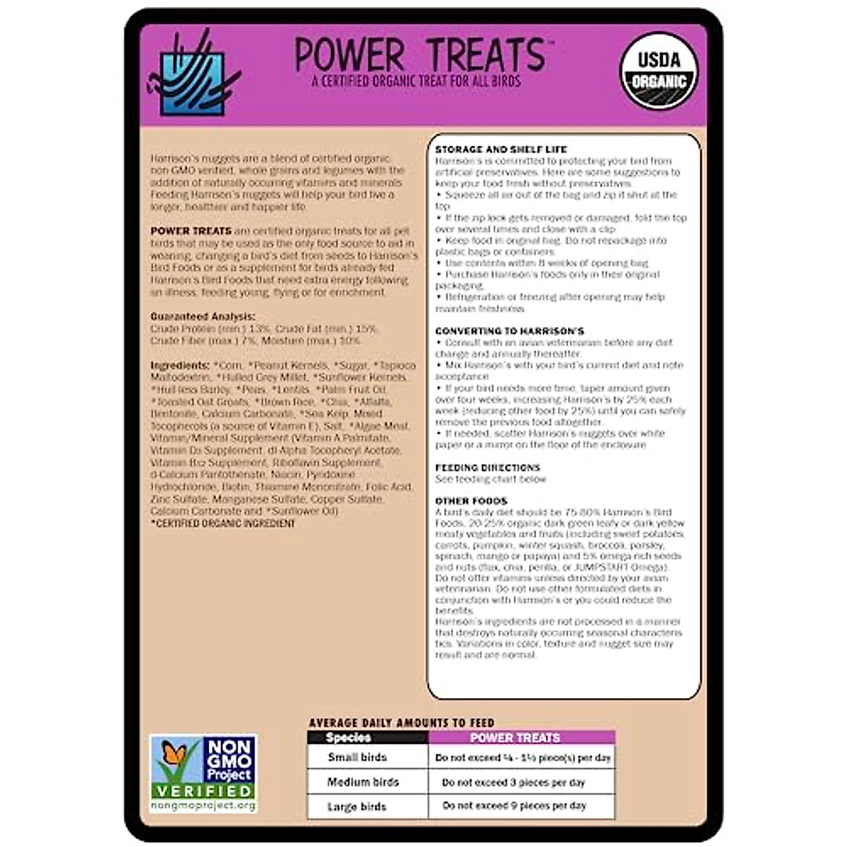 Harrison's Bird Food Power Treats with Red Palm Fruit Oil, 1 lb. 454g