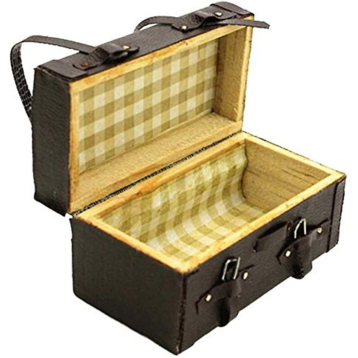 EatingBiting Dollhouse Miniature Doll Furniture Accessories 1:12 Dollhouse Miniature Vintage Brown Lugguage Box Trunk case Bag, Can Open and Close, Retro Elegant Vivid
