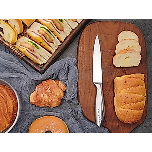 Hollory 5 Inch Kitchen Utility Knife, German High Carbon Stainless Steel Blade and Full Tang Handle, Fruit and Vegetable Cutting Chopping Carving Knives-Silver