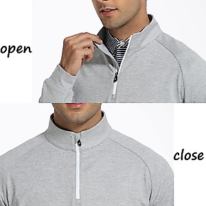 DEOLAX Mens Quarter Zip Pullover Solid 1/4 Zip Pullover Mens Athletic Long Sleeve Sweatshirt Mock Neck Golf Shirts for Men