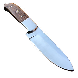 Custom Handmade Hunting Camping knife with Leather Sheath Rose wood Handle Razor Sharp beautiful Design Full Tang J2 Steel