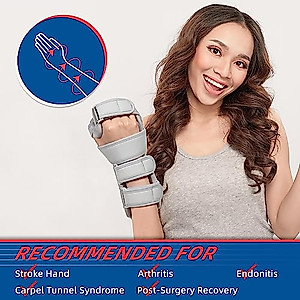 Fanwer Stroke Resting Hand Splint, Wrist Brace for Carpal Tunnel Support - Night Immobilizer Wrist Brace for Sleeping, 5 Straps Stabilizer - Helps Relieve Arthritis, Tendonitis, Carpal Tunnel Pain, Muscle Atrophy Rehabilitation