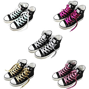 16 Pairs Multicolor Metallic Glitter Flat Shoelaces for Sneakers,43" Shoe Laces Strings