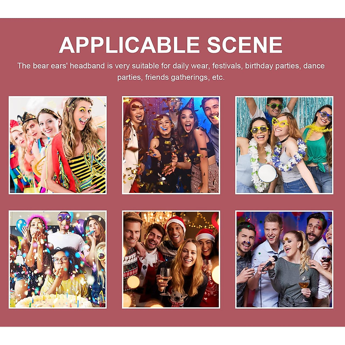 LALAFINA Bear Ears Headband Plush Pink Fluffy Hairband Animal Ear Caps Face Washing Hair Hoops Cute Hairband Makeup Headband for Women Girls