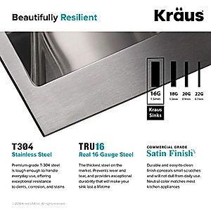 KRAUS Standart PRO 33-inch Drop In/Undermount 16 Gauge Double Bowl 2-Hole Stainless Steel Kitchen Sink, KHT302-33
