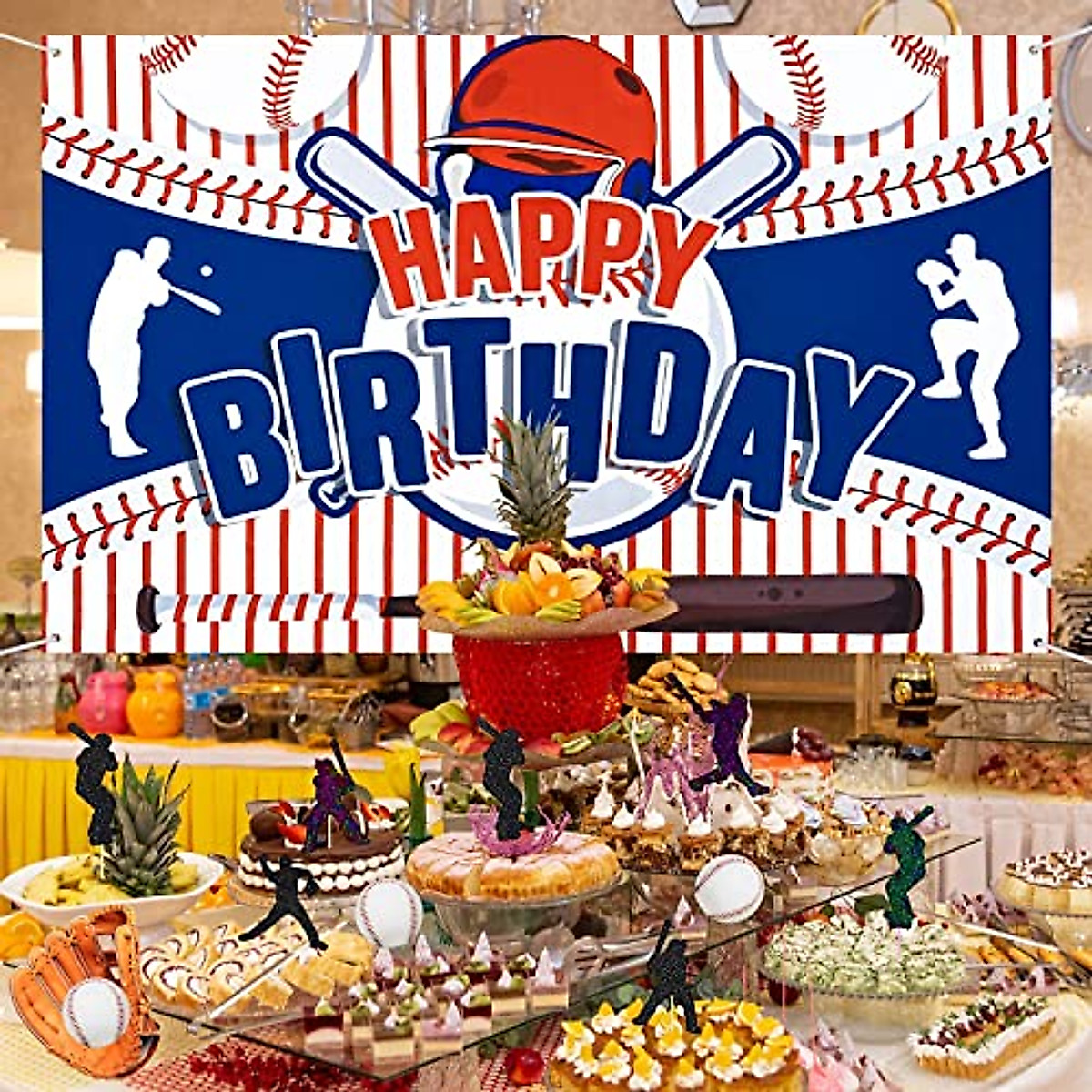 Baseball Party Decorations Baseball Happy Birthday Banner Party Supplies for Boys Kids Teens Large Sport Themed Birthday Backdrop for Christmas Holiday Birthday Party Favor Decor Photo Background