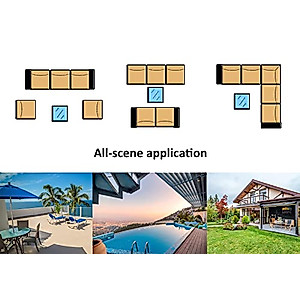 Halmuz 6 Piece Patio Furniture Sets Outdoor Conversation Sofa Set, All-Weather High Back PE Rattan Wicker Sectional Furniture Patio Sofa w/Tempered Glass Top Table&Thickened Cushions(Red)