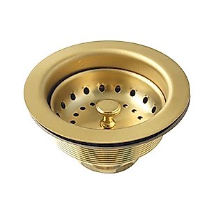 Kingston Brass K121BBB Fresno 3-1/2 Inch Stainless Steel Kitchen Sink Basket Strainer, Brushed Brass
